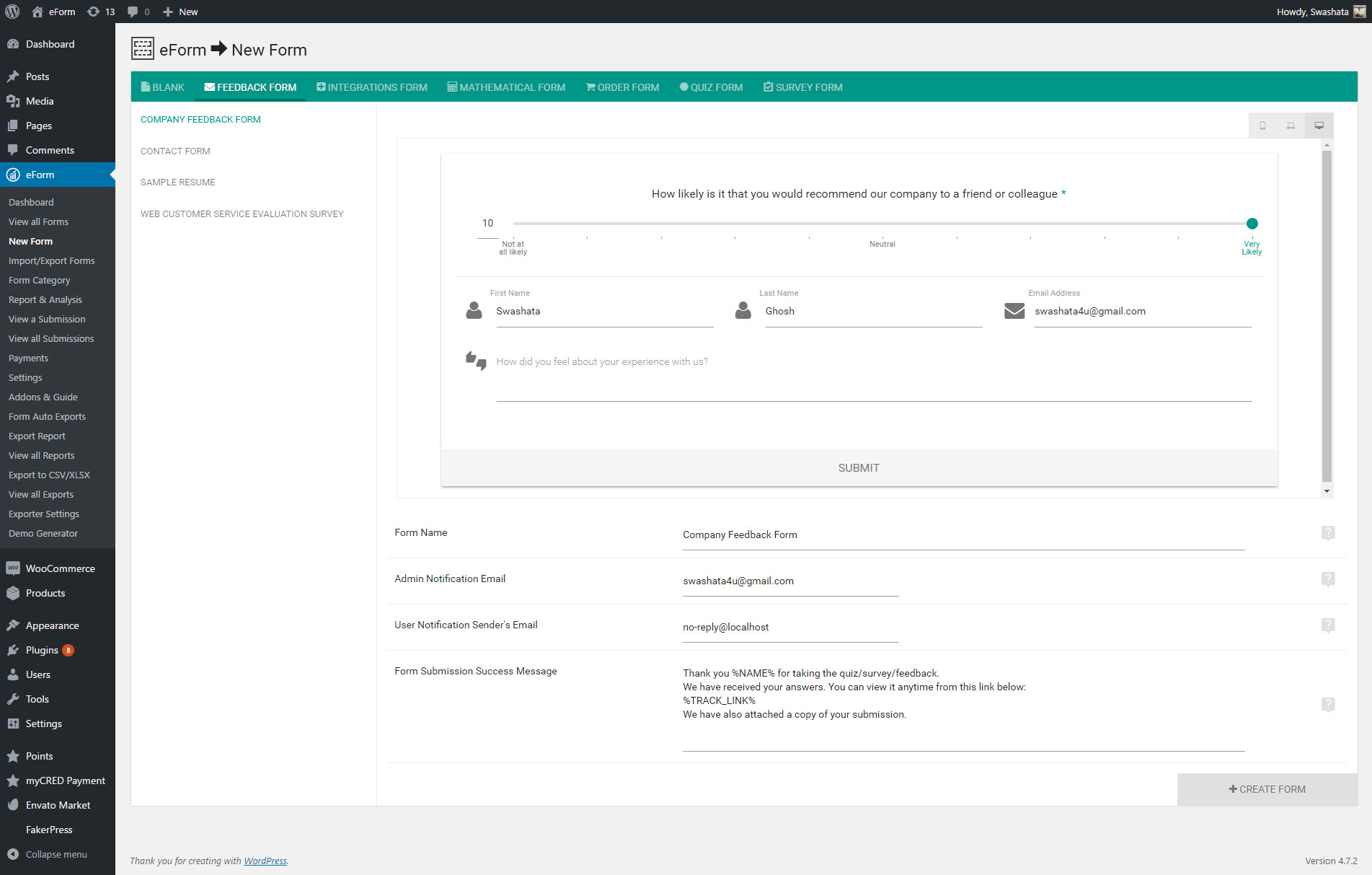 eForm - WordPress Form Builder by iPanelThemes | CodeCanyon